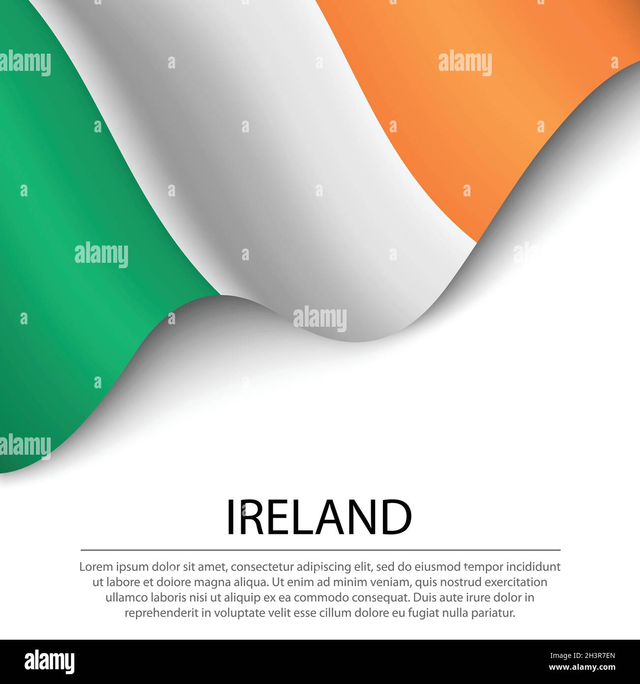 Waving flag of Ireland on white background. Banner or ribbon vector ...