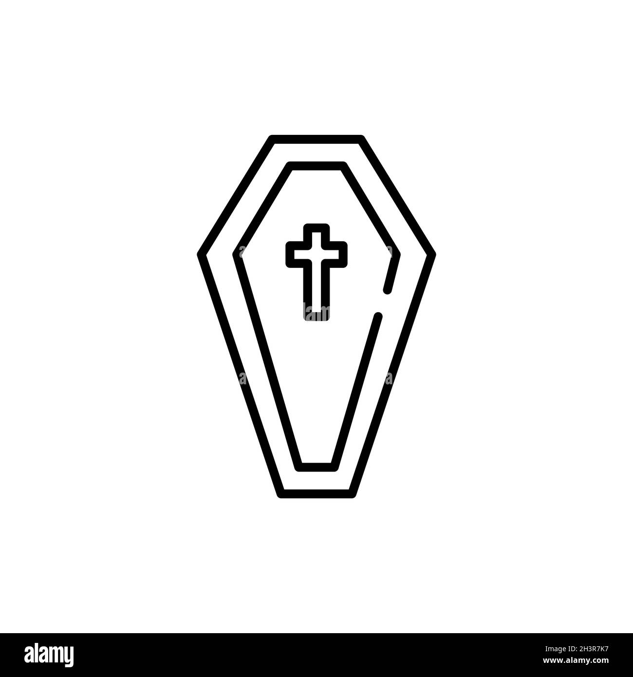 Halloween themed coffin with a crucifix. Pixel perfect, editable stroke ...