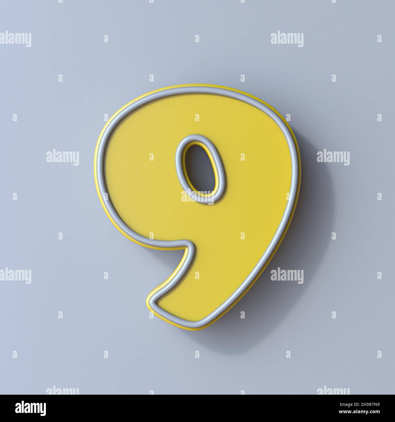 Yellow cartoon font Number 9 NINE 3D Stock Photo - Alamy