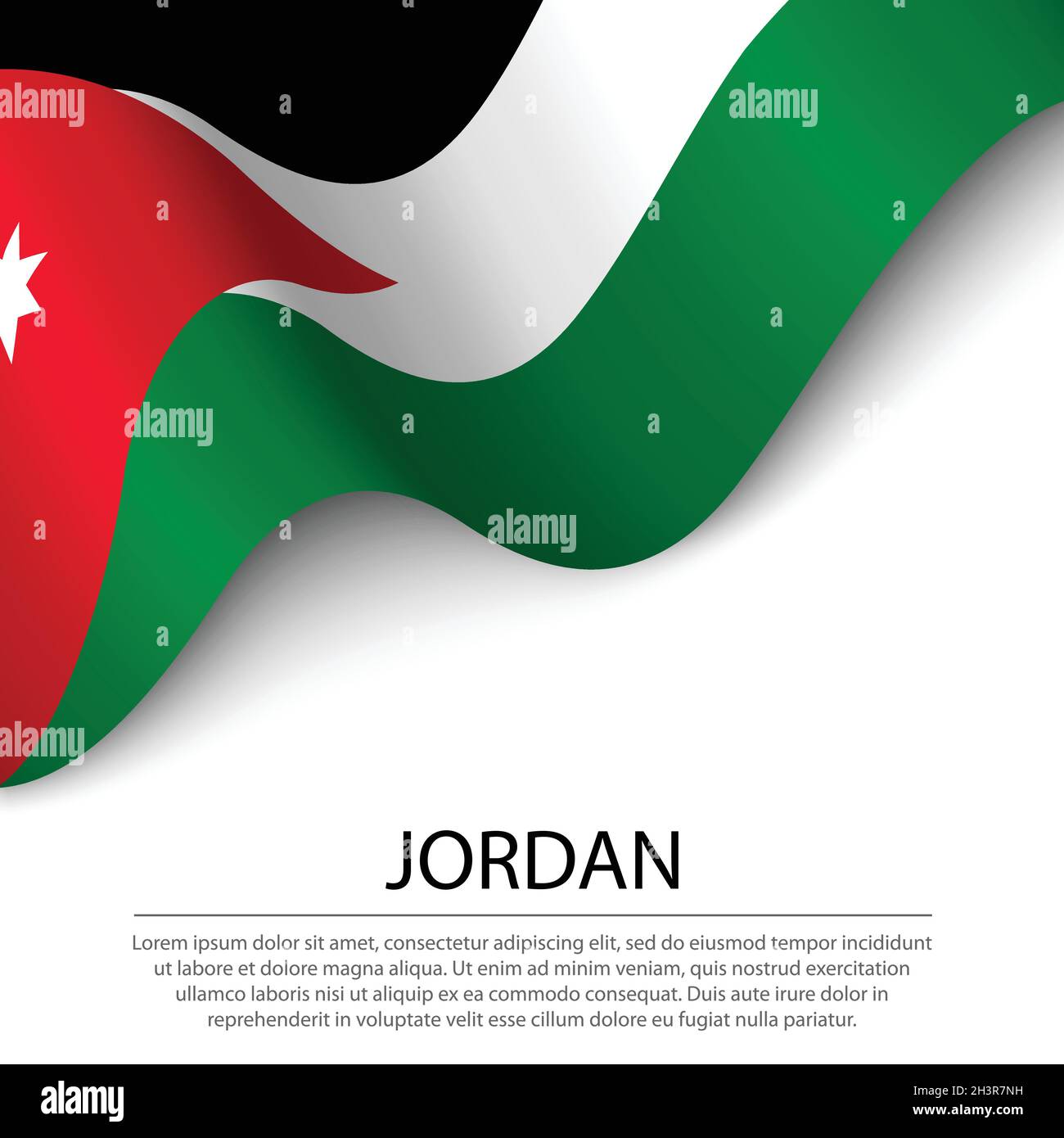 Waving flag of Jordan on white background. Banner or ribbon vector ...