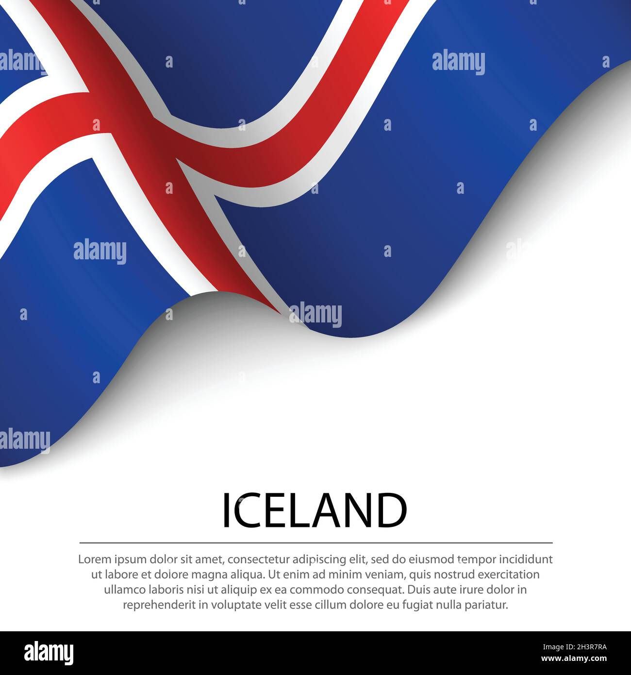 Waving flag of Iceland on white background. Banner or ribbon vector ...
