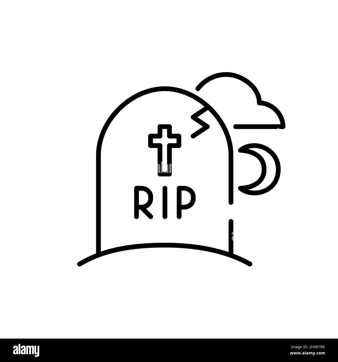 RIP gravestone spooky Halloween themed cemetery at night. Pixel perfect ...