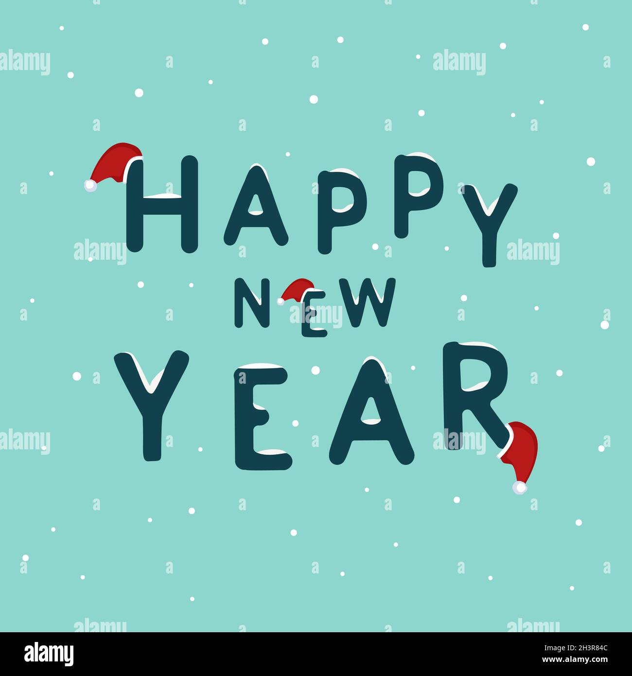 Text Happy new Year from blue snow letters on background with ...