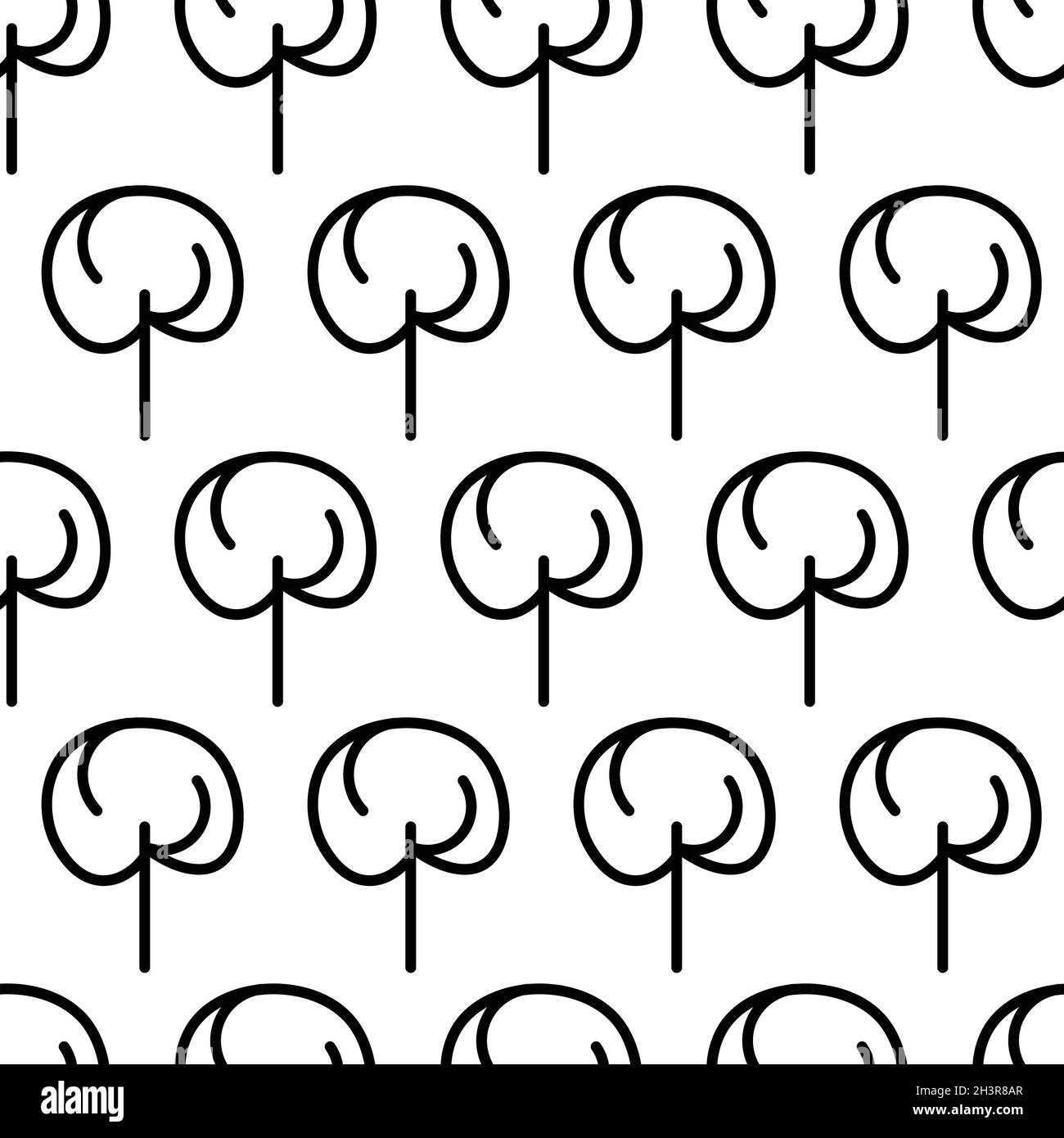 Black and white seamless pattern with tree icon. Vector trees symbol ...