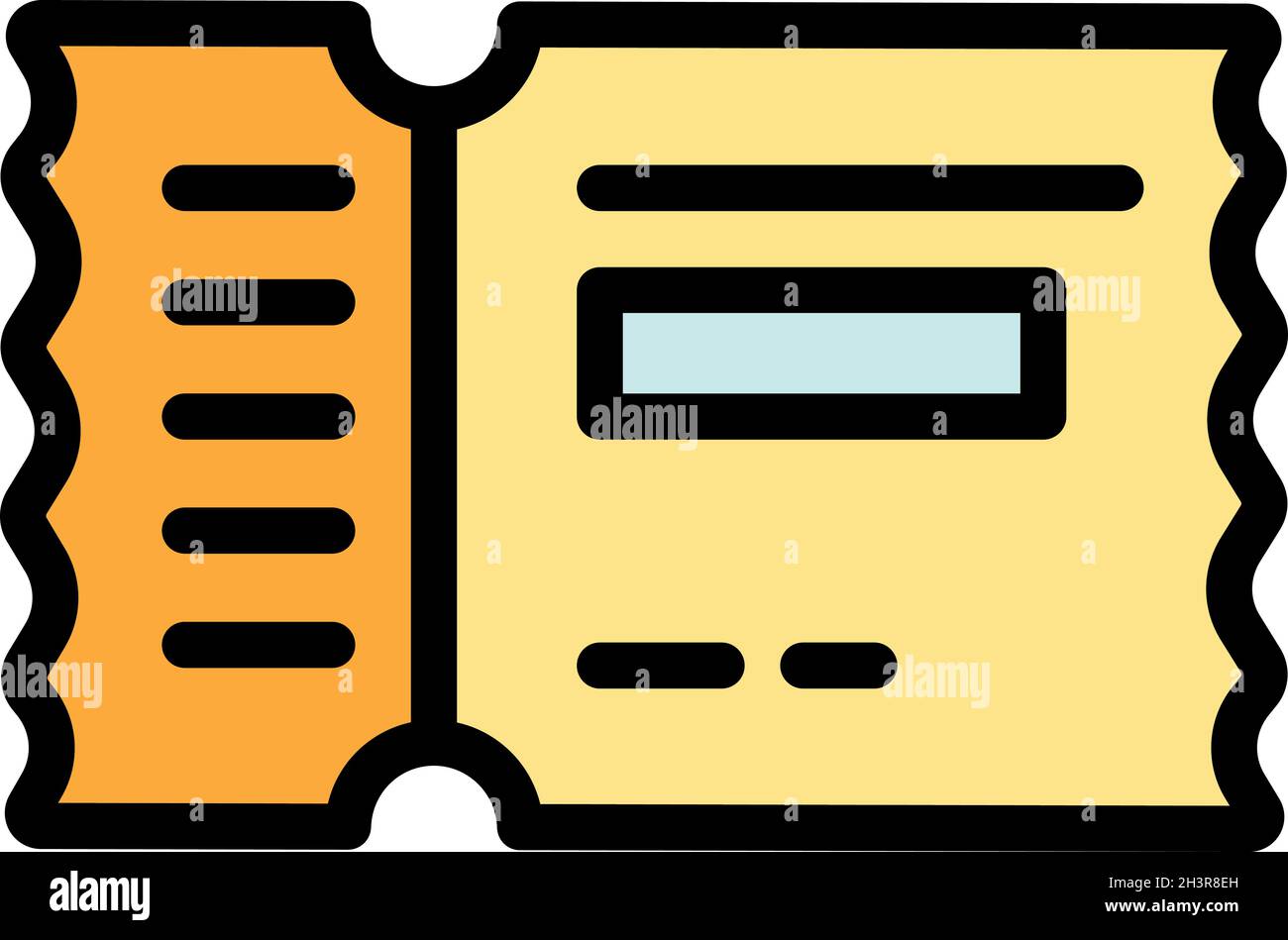 Paper bus ticket icon. Outline paper bus ticket vector icon color flat ...