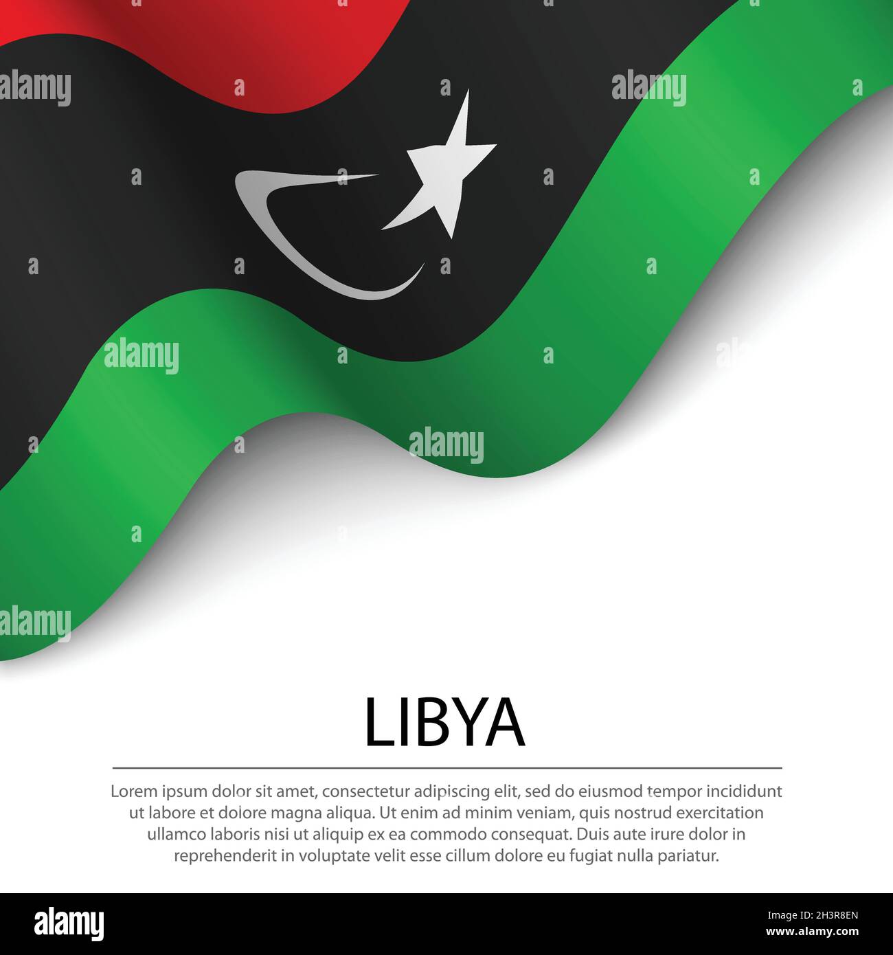 Waving flag of Libya on white background. Banner or ribbon vector ...