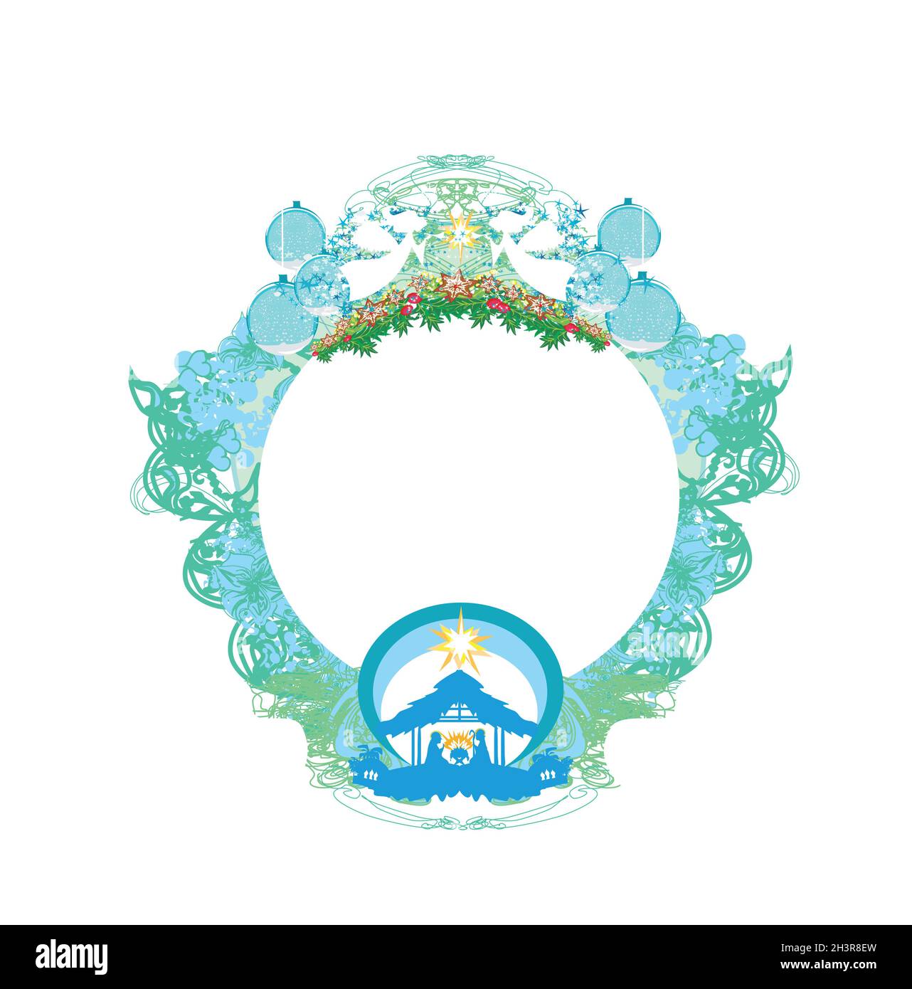 Nativity scene with angels Stock Vector Images - Alamy