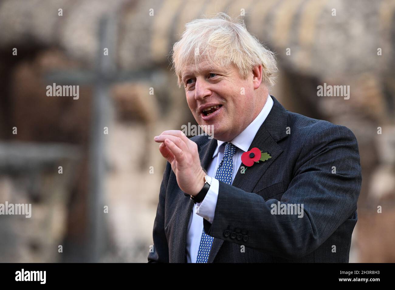 Prime Minister Boris Johnson visits the Colosseum during the G20 summit ...