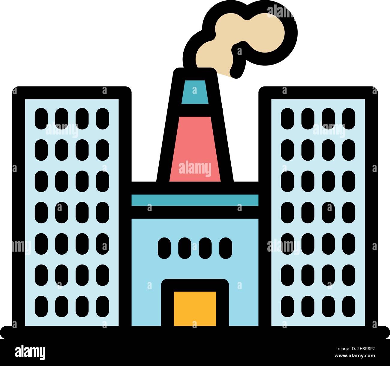 Metallurgy factory icon. Outline metallurgy factory vector icon color ...