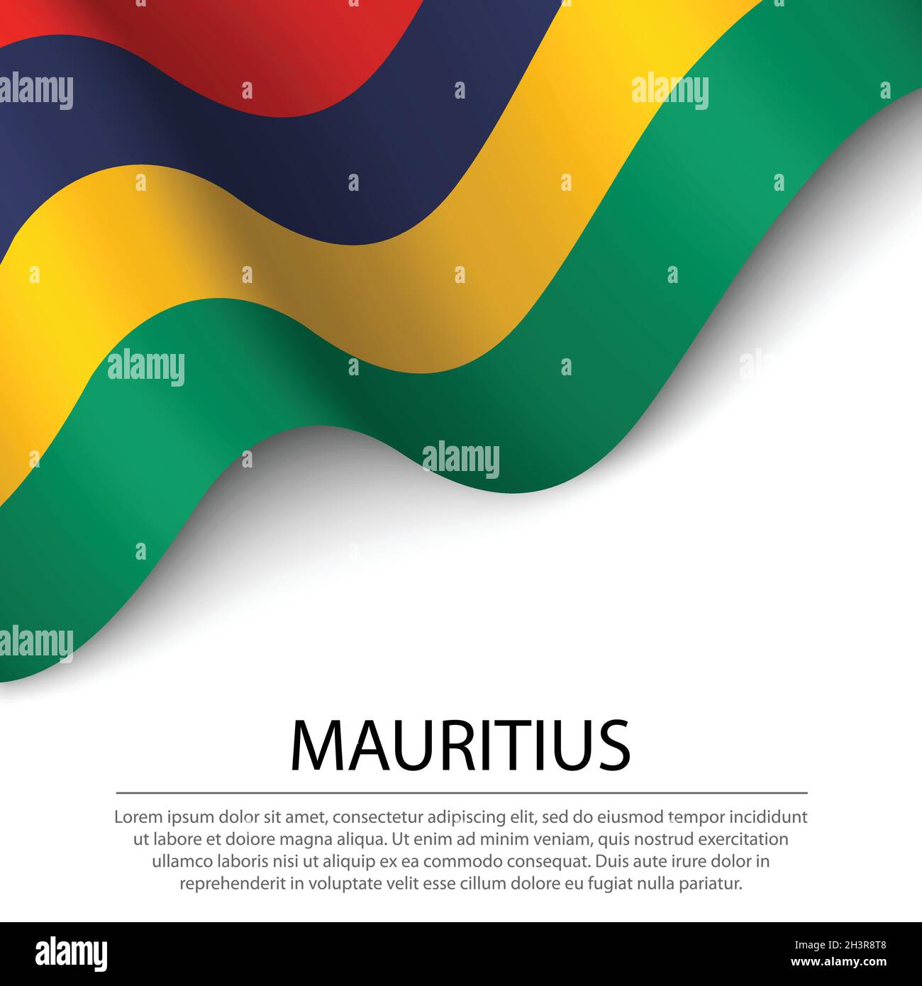 Waving flag of Mauritius on white background. Banner or ribbon vector ...