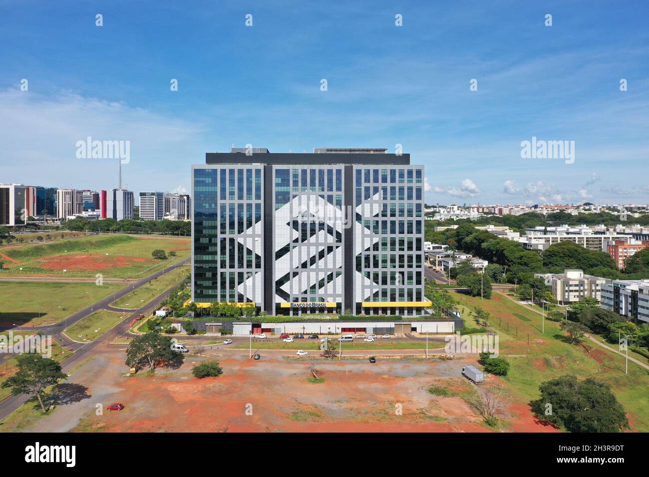 BRASILIA, BRAZIL - Jan 31, 2021: An aerial image of Bank of Brazil ...