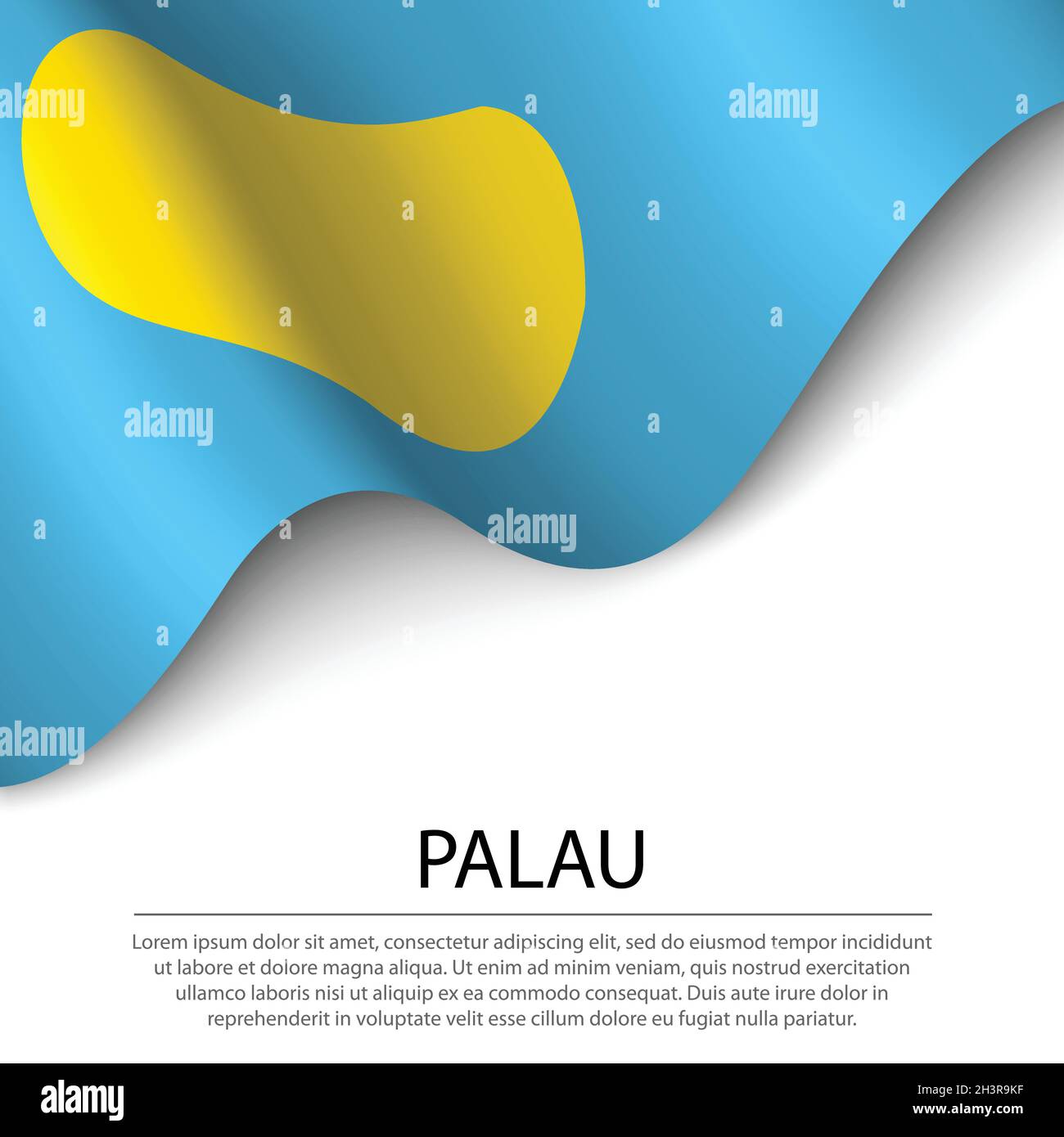Waving flag of Palau on white background. Banner or ribbon vector template for independence day ...