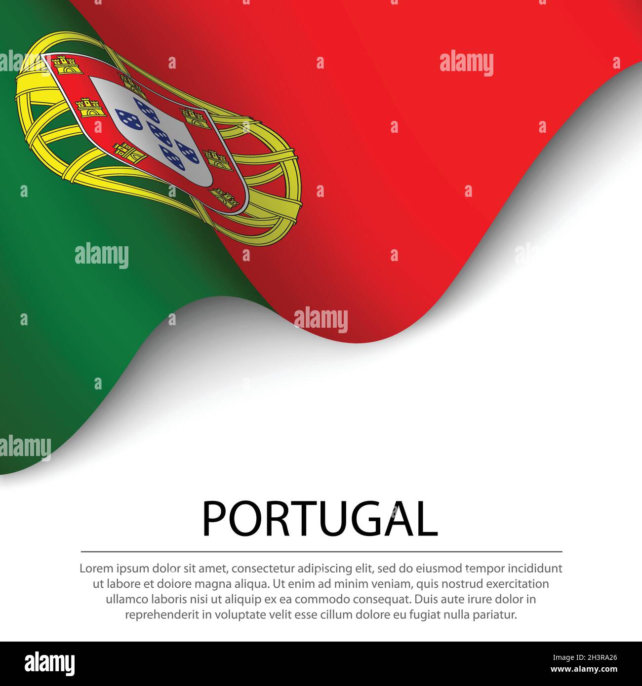 Waving flag of Portugal on white background. Banner or ribbon vector ...
