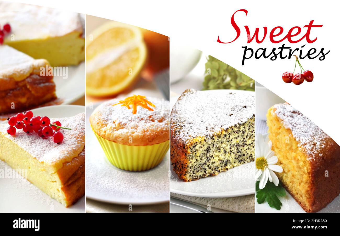 Collage of tasty homemade sweet pastry Stock Photo - Alamy