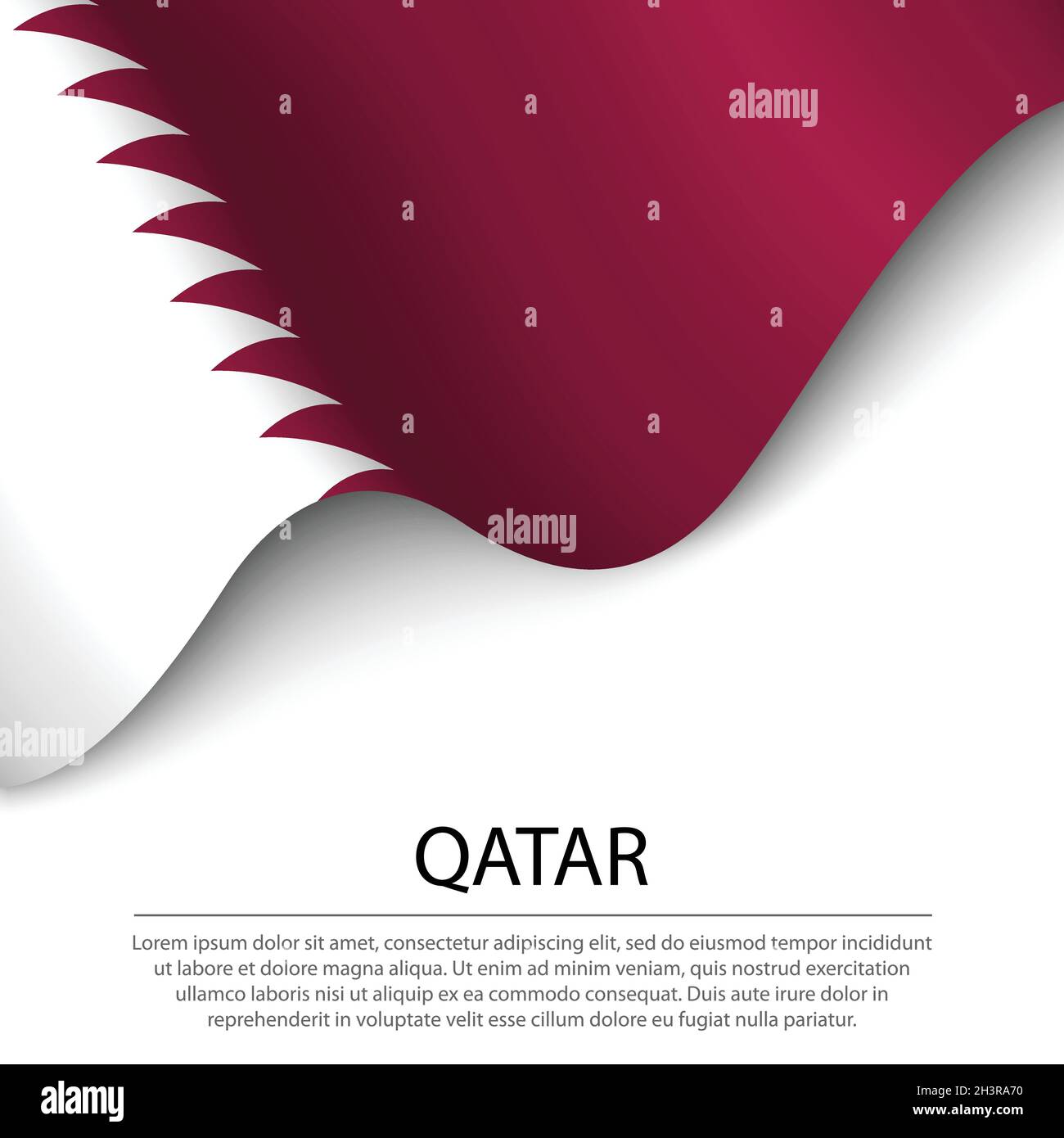 Waving flag of Qatar on white background. Banner or ribbon vector ...