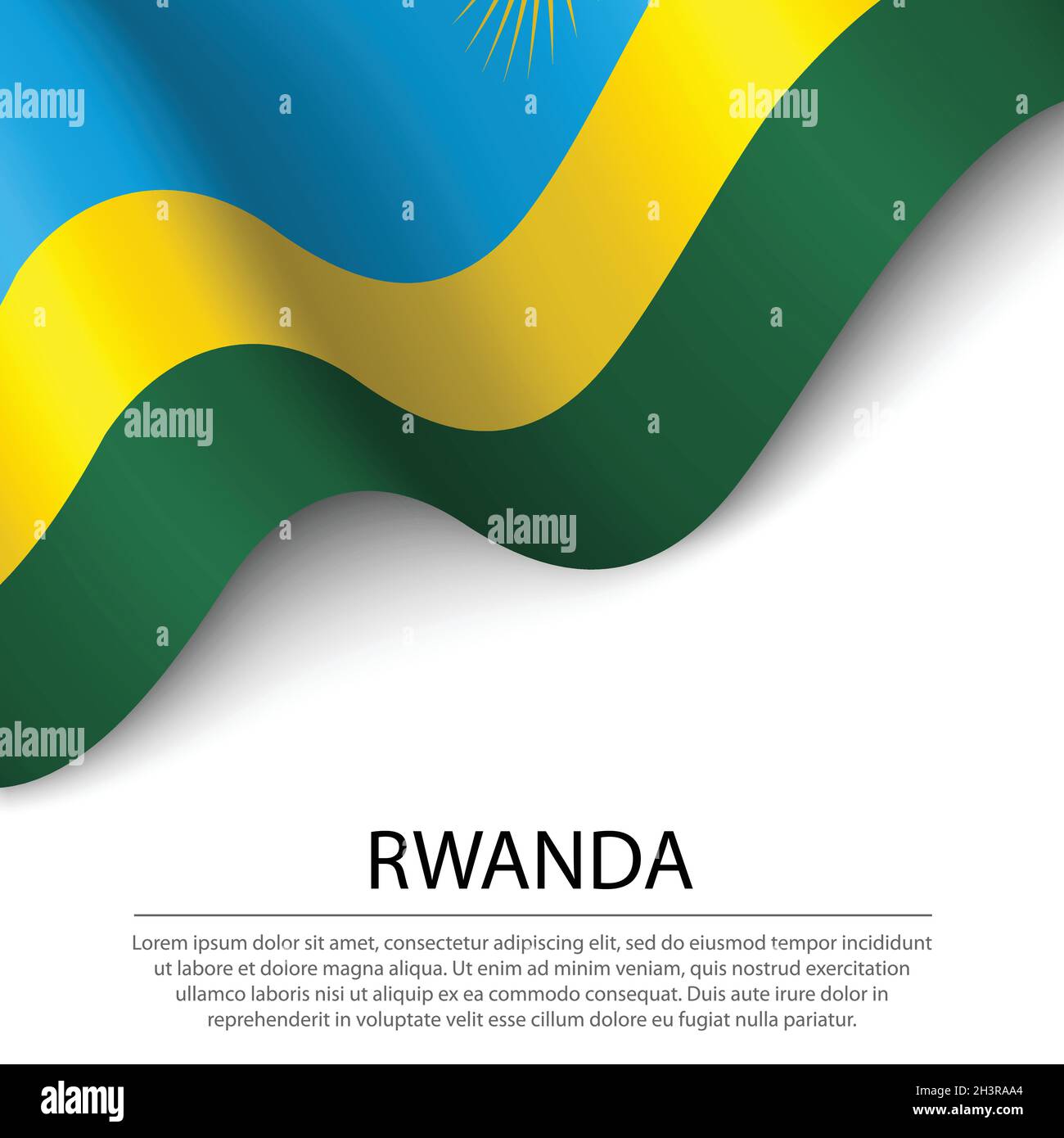 Waving flag of Rwanda on white background. Banner or ribbon vector ...