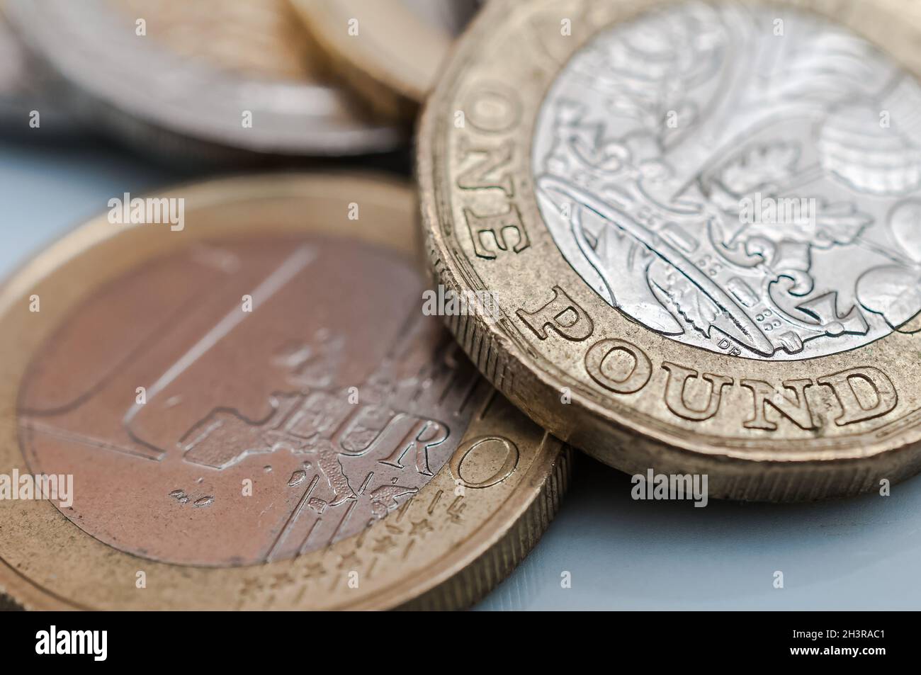 British pounds coins and 1 euro Stock Photo - Alamy