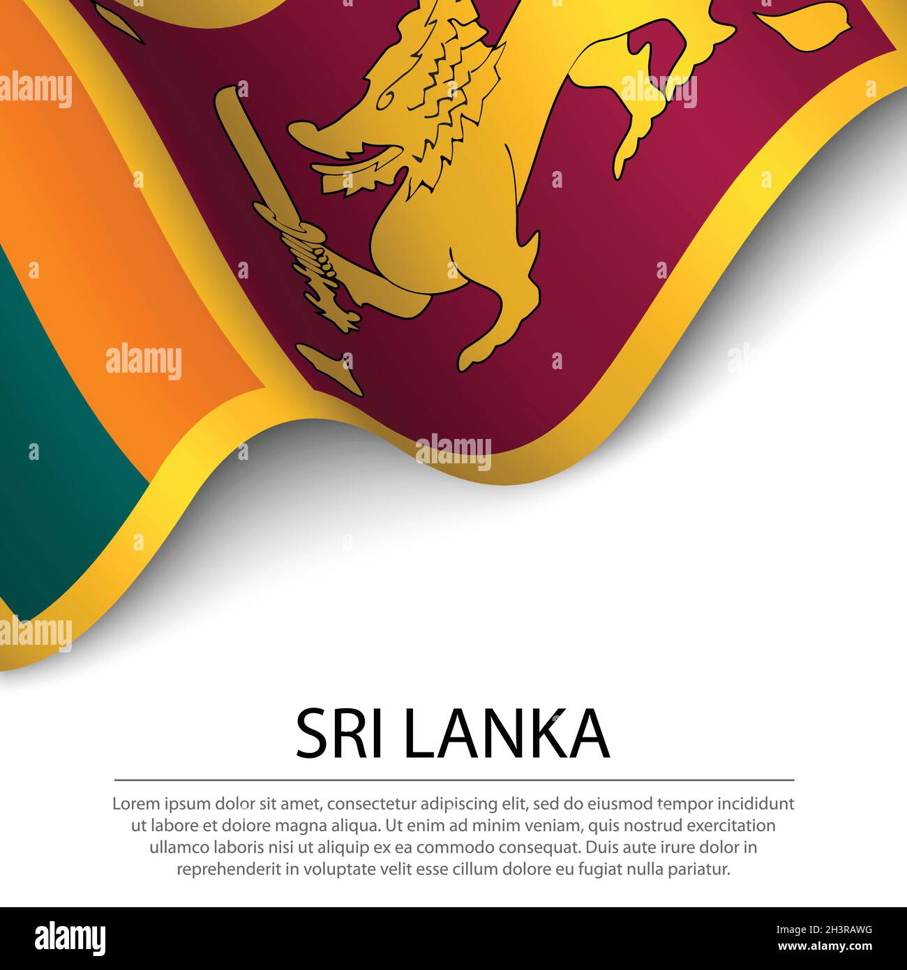 Waving flag of Sri Lanka on white background. Banner or ribbon vector ...