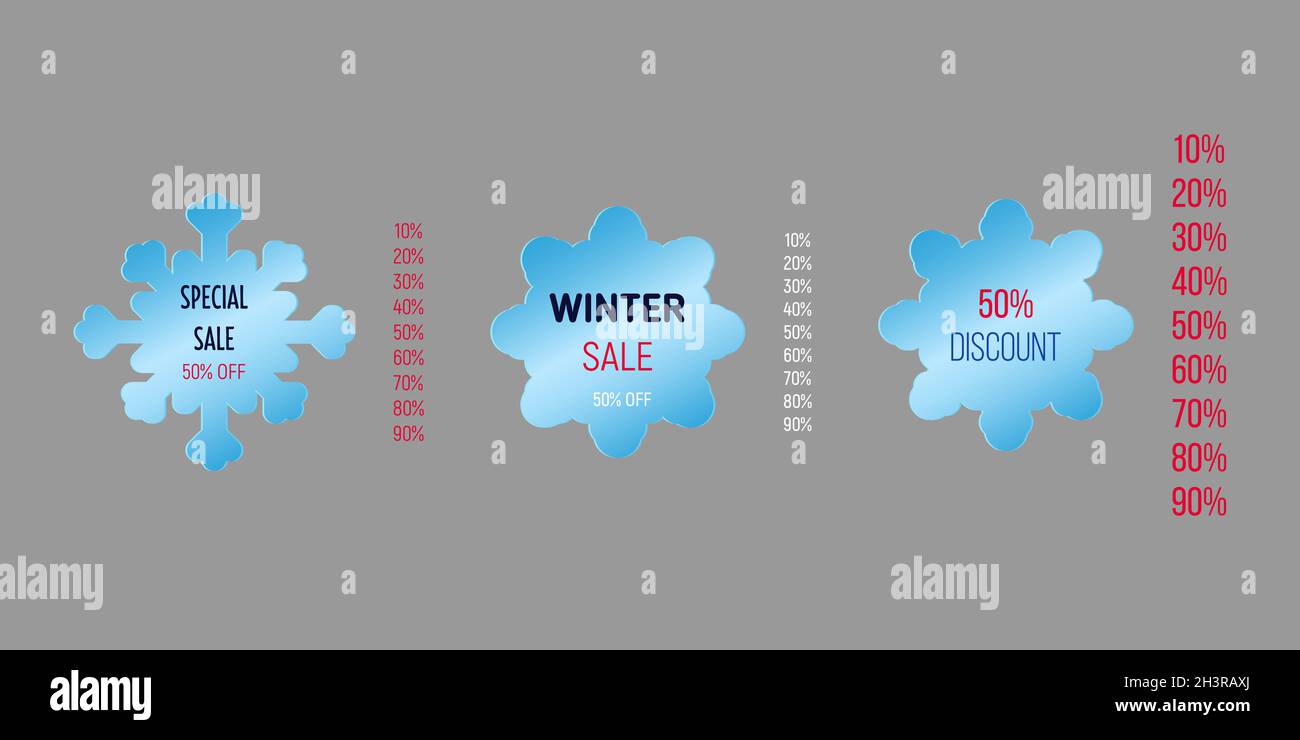 Winter shopping sale, discount stickers. Vector illustration of design ...