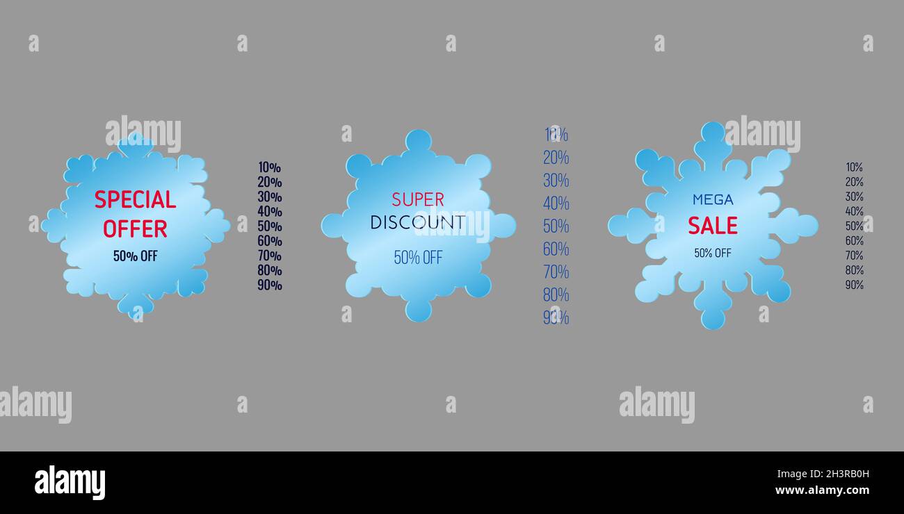 Winter shopping sale, discount stickers. Vector illustration of design ...