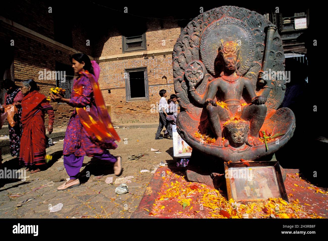 Nepal, Kathmandu Valley, Shangu Narayan Temple, Statue of Vishnu flying ...