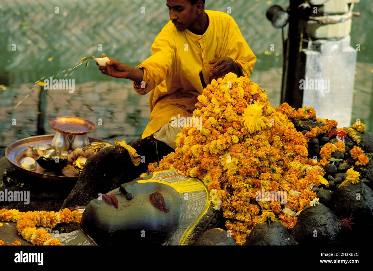 Nepal, Kathmandu Valley, Kathmandu, Bodanilkanta, Vishnu or Reclining ...