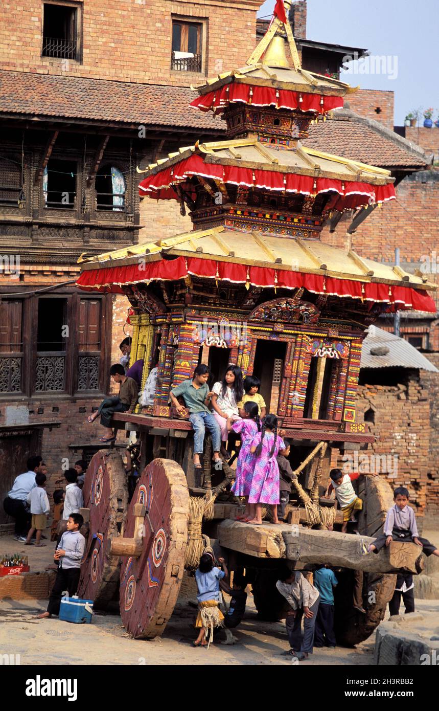Nepal, Kathmandu Valley, Bhaktapur, Bisket Jatra Festival Stock Photo ...