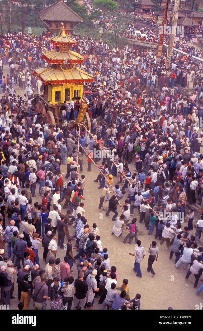 Nepal, Kathmandu Valley, Bhaktapur, Bisket Jatra Festival Stock Photo ...