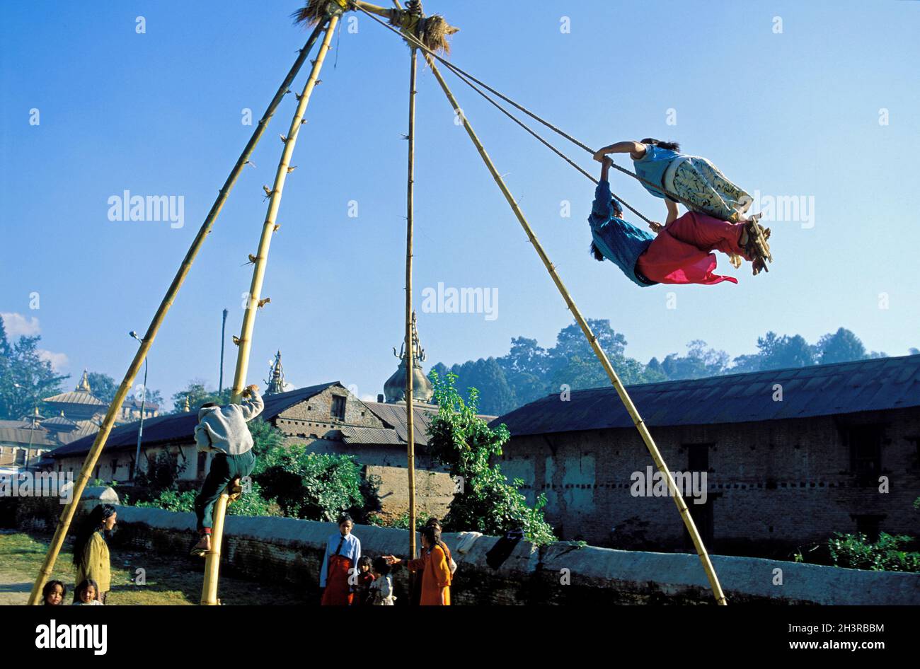 Nepal, Kathmandu Valley, Pashupatinath, Swing games for the feast of ...