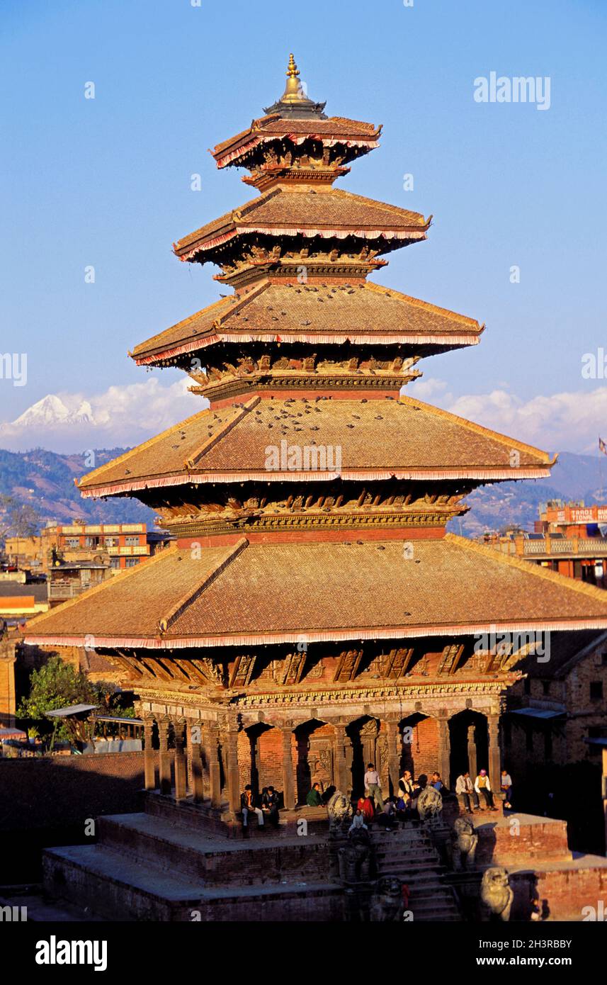 Nepal. Kathmandu valley. Newar city of Bhaktapur. Nyatapola temple ...