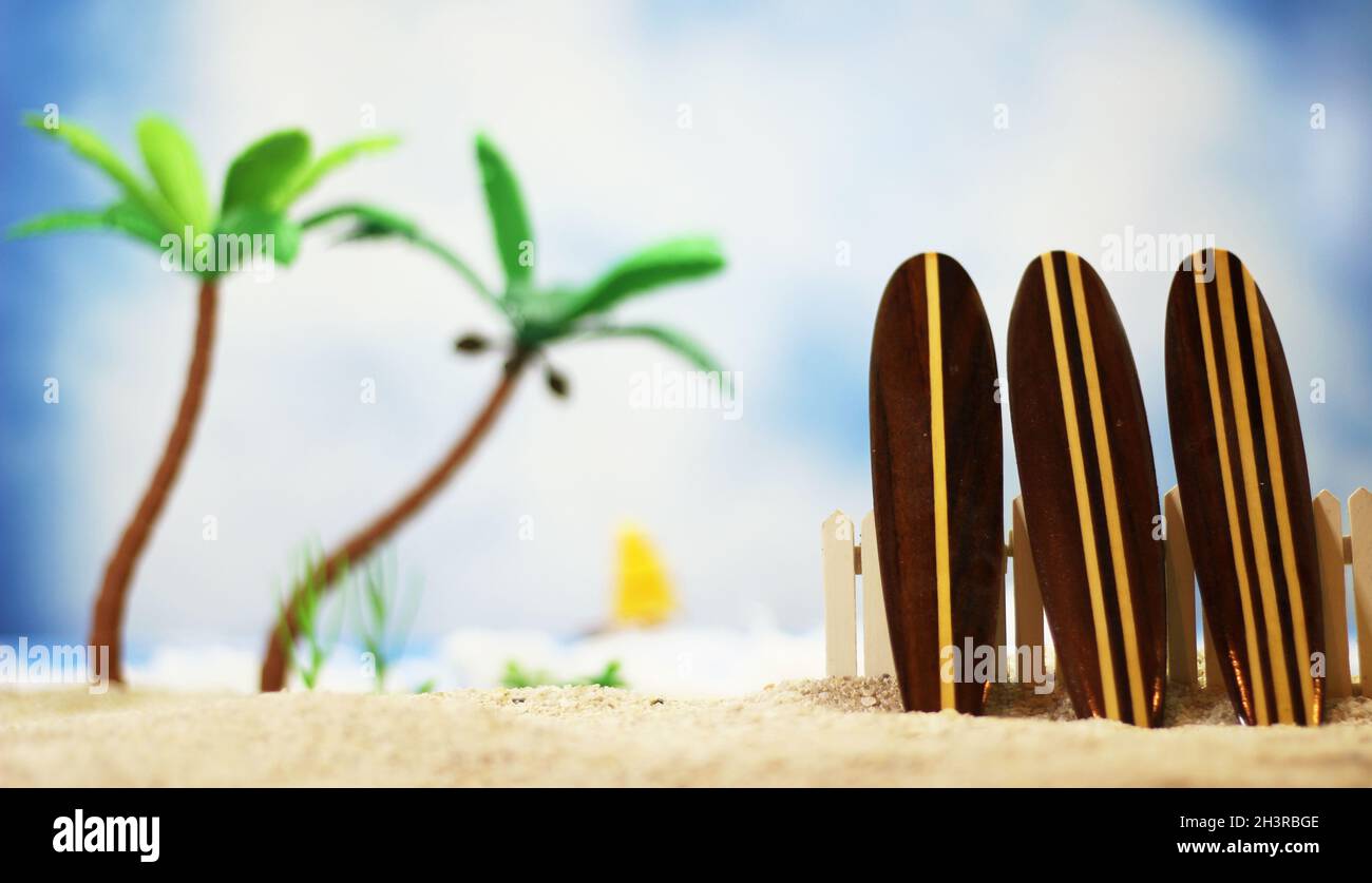 Surfboards on Tropical Beach Stock Photo - Alamy
