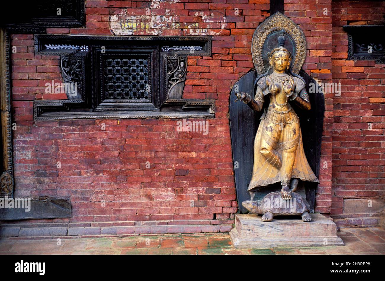 Nepal, Kathmandu Valley, Patan City, Ganga Statue, Darbar Square, Mul ...