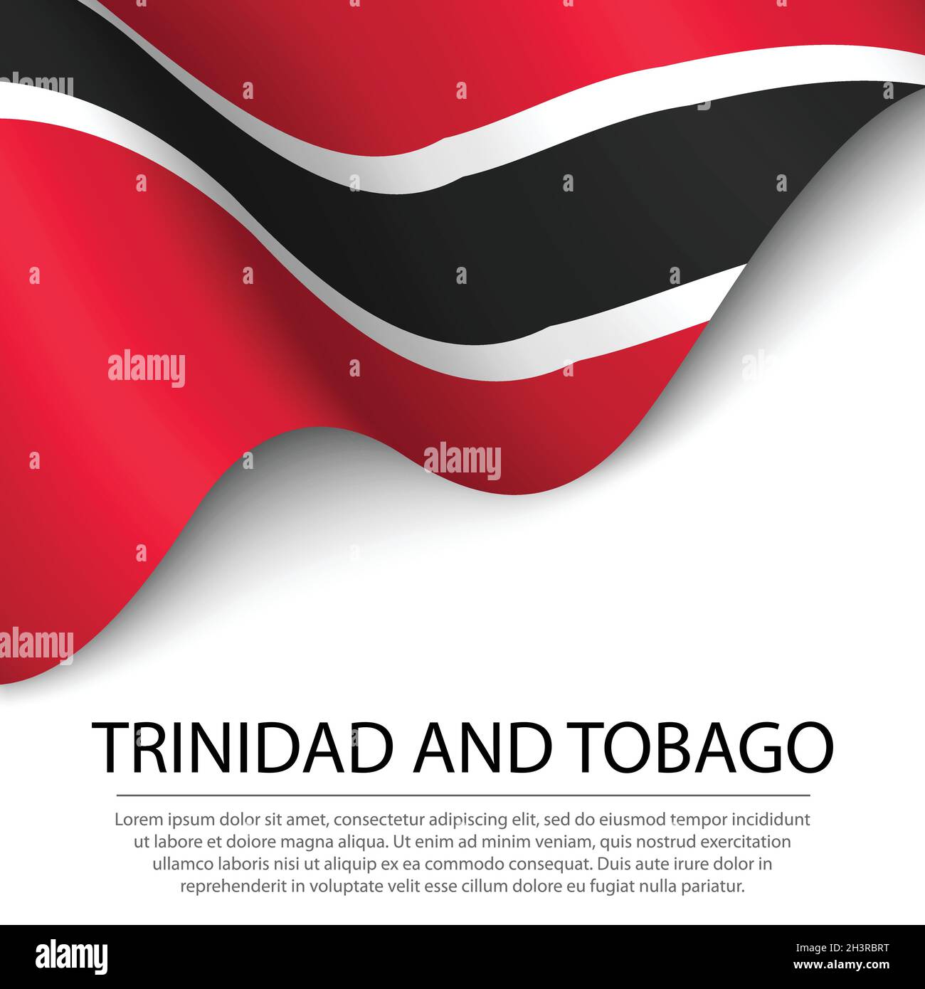 Waving flag of Trinidad and Tobago on white background. Banner or ribbon vector template for ...