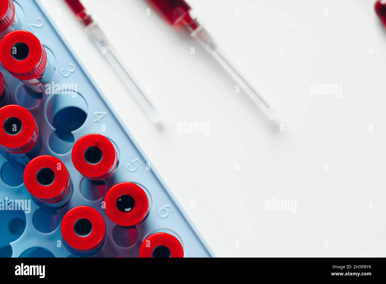 Blood sample tubes medical equipment close up Stock Photo - Alamy