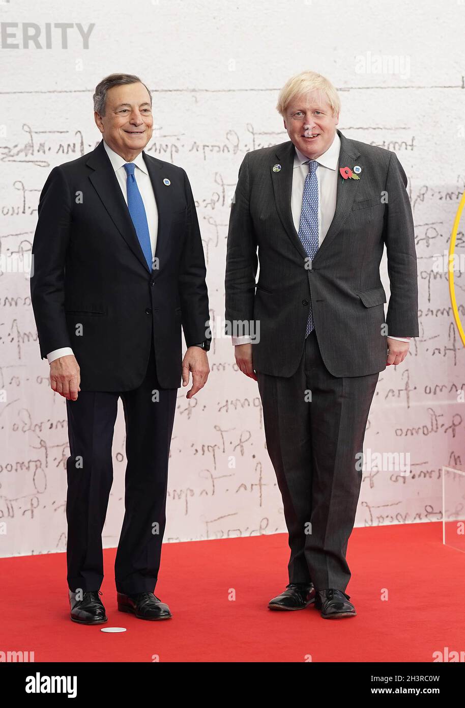 Italian Prime Minister Mario Draghi (left)welcomes Prime Minister Boris ...