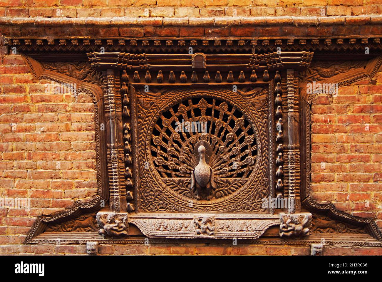 Nepal. Kathmandu valley. Newar city of Bhaktapur. Peacock window Stock ...