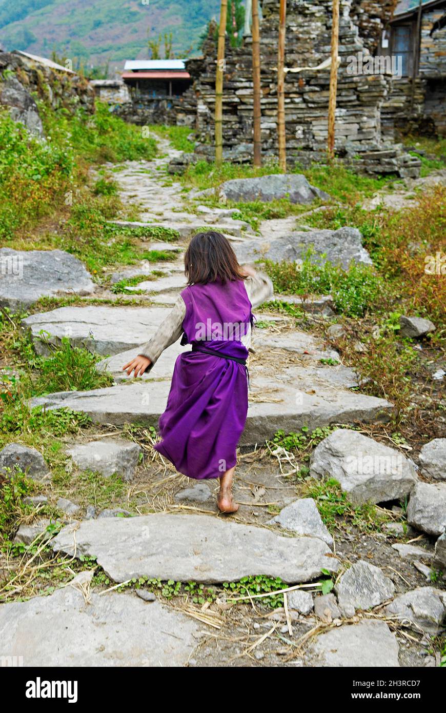 Nepal. Arun valley, East Nepal. Honggaon village, inhabited by Bhote ...