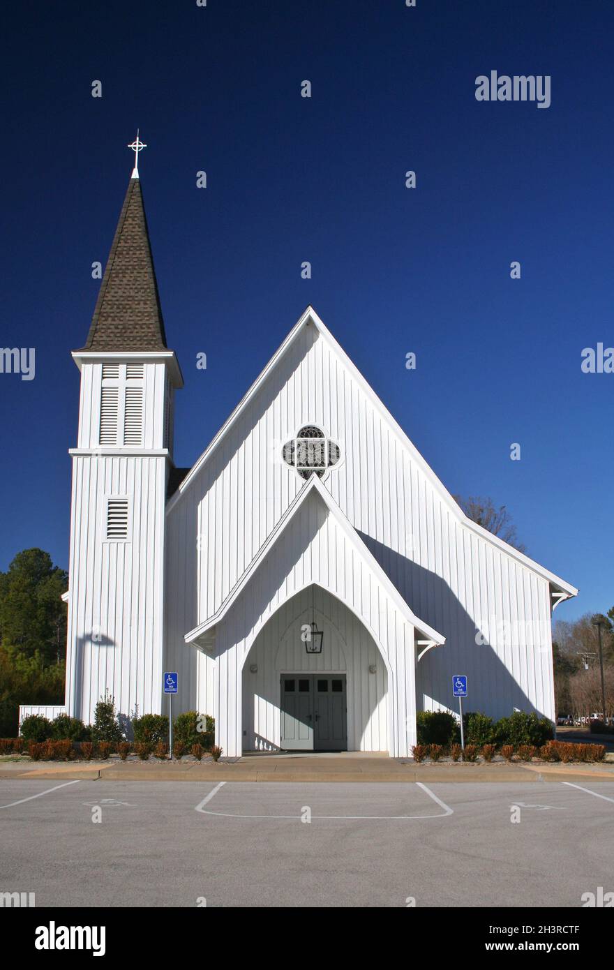 Small Rural Church With Blue Sky and Trees Stock Photo - Alamy