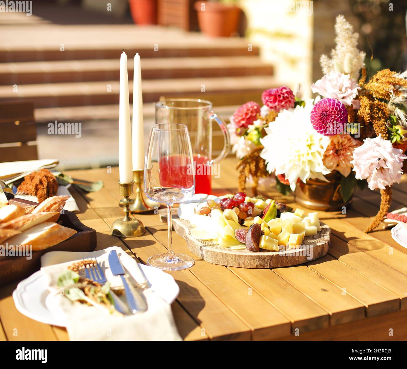 Empty wineglass on banquet table Stock Photo - Alamy