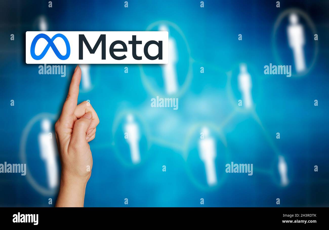 new Meta logo social connection Facebook new name Stock Photo - Alamy