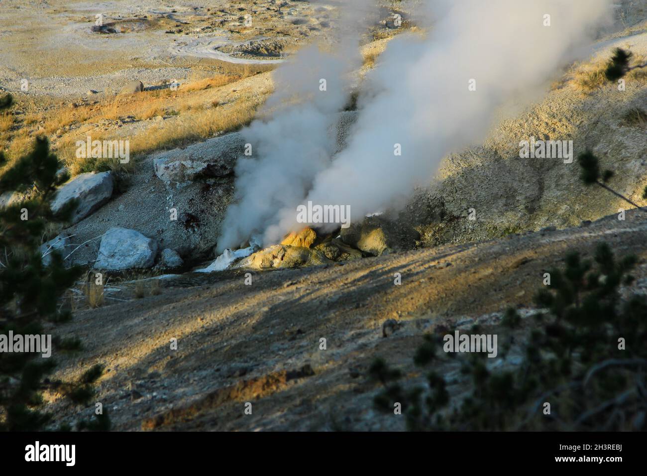 Landscapes of Yellowstone | Yellowstone famous fumaroles releasing ...
