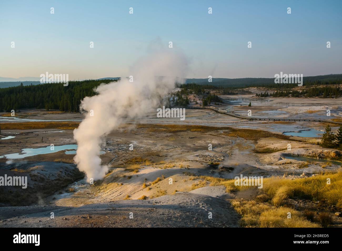 Landscapes of Yellowstone | Yellowstone panorama with famous fumaroles ...