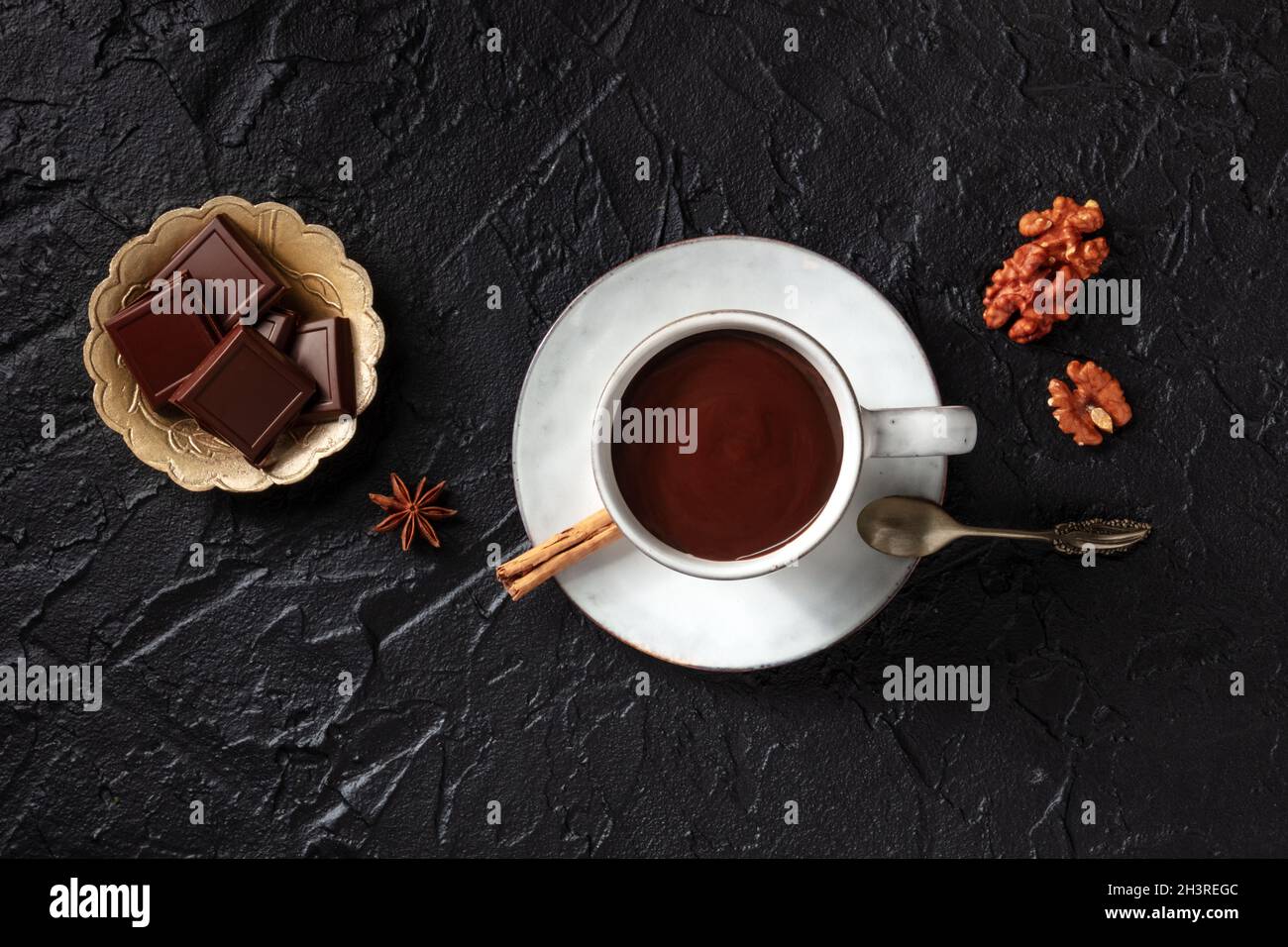 Hot chocolate, overhead flat lay shot Stock Photo - Alamy