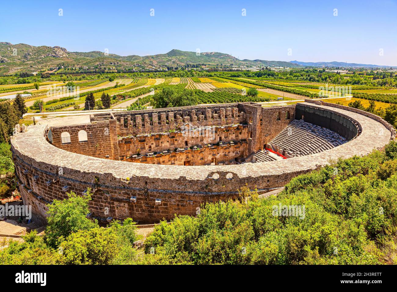 Aspendos Theater, well-preserved ancient Roman theater, Turkey Stock ...