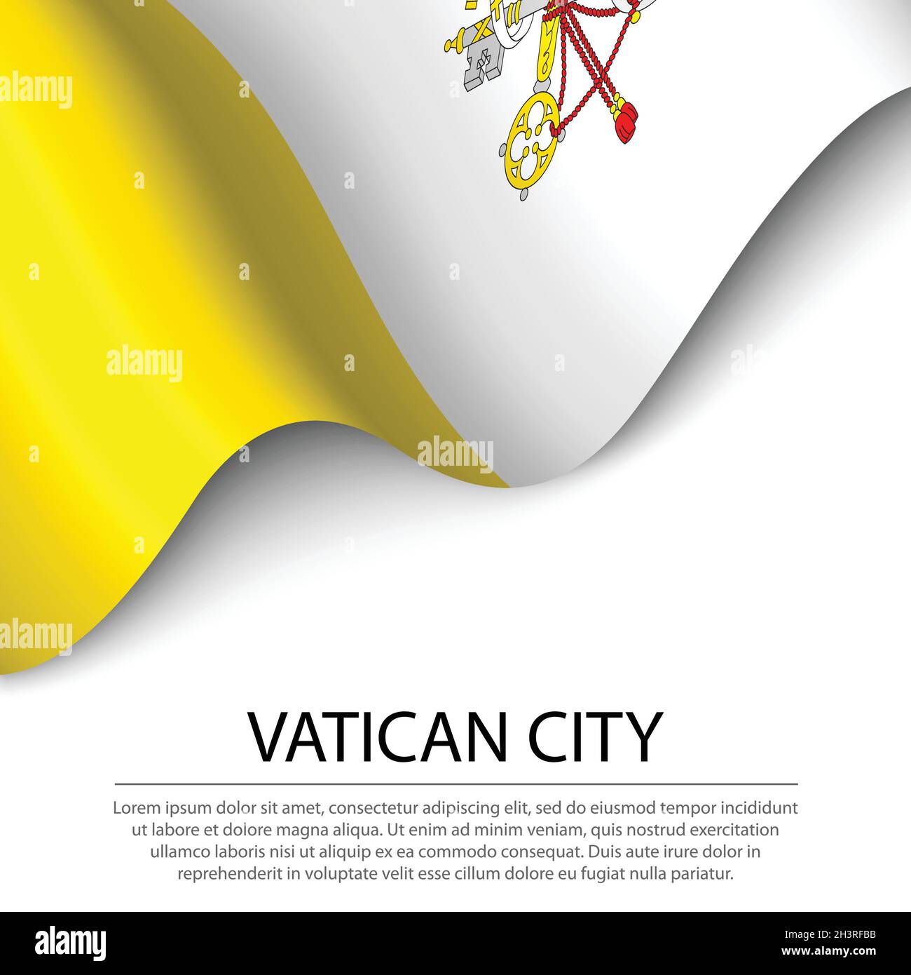 Waving flag of Vatican City on white background. Banner or ribbon ...