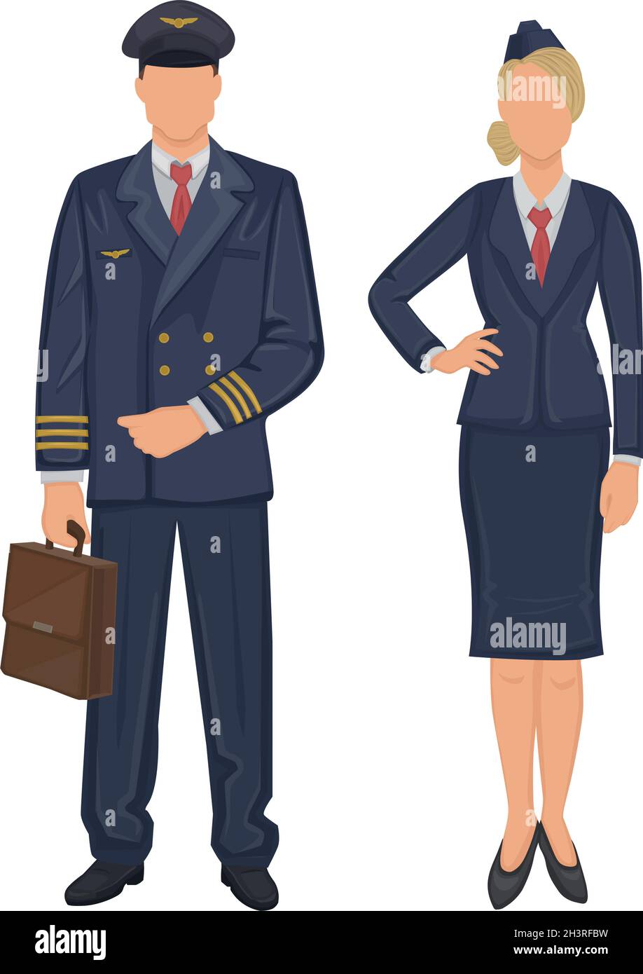 Pilot and stewardess in uniform on a white background - Vector ...
