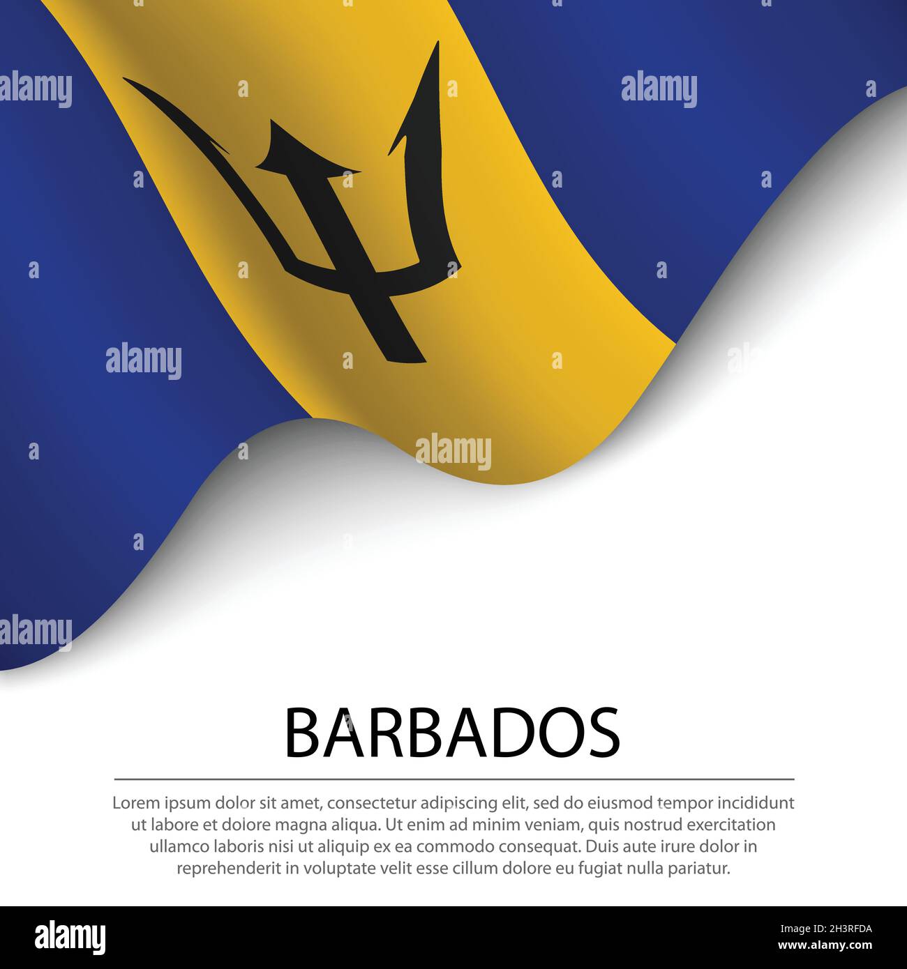 Waving flag of Barbados on white background. Banner or ribbon vector ...