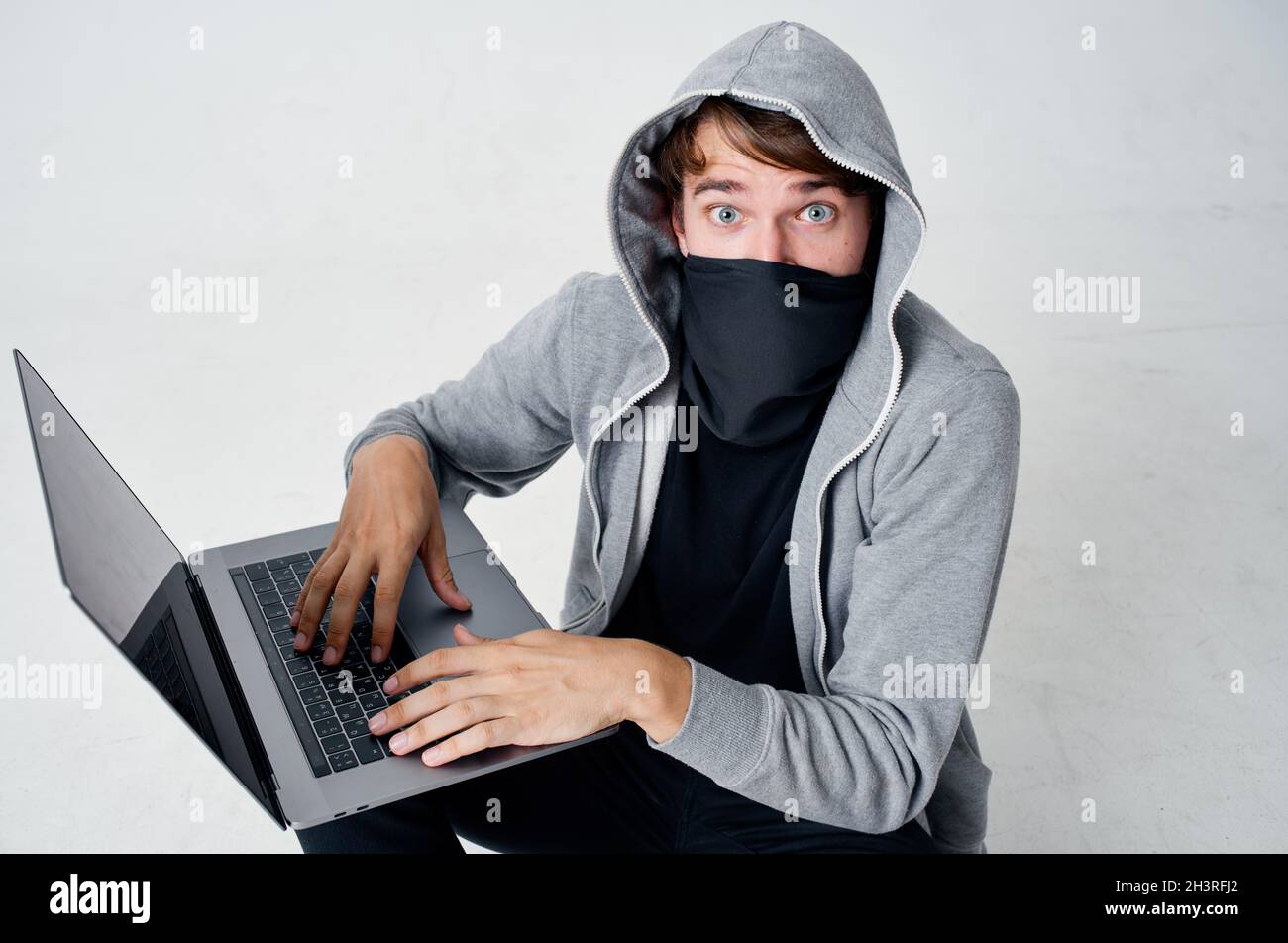masked man crime anonymity caution balaclava isolated background Stock ...