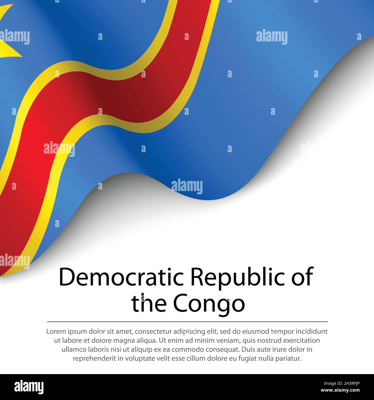 Waving flag of DR Congo on white background. Banner or ribbon vector ...