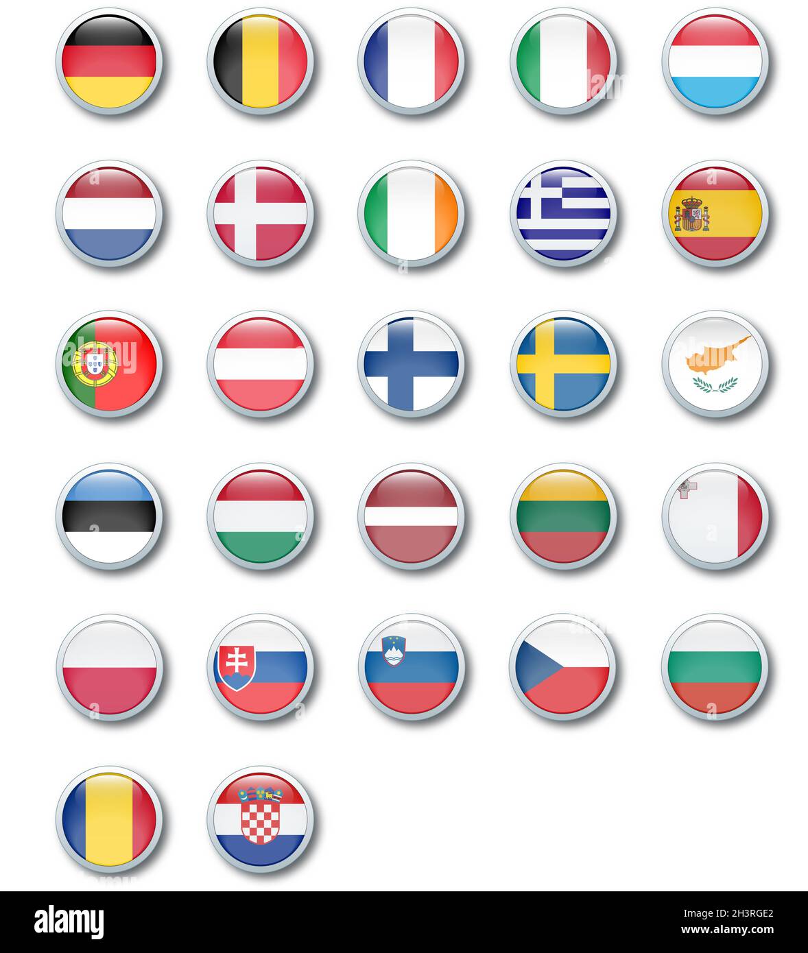 Glossy buttons of the countries of the european union Stock Photo - Alamy